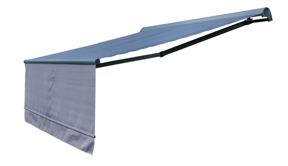 Markise 3,5 meter m/motor, fjernkontroll, LED-lys og nedsenkbar kappe ...