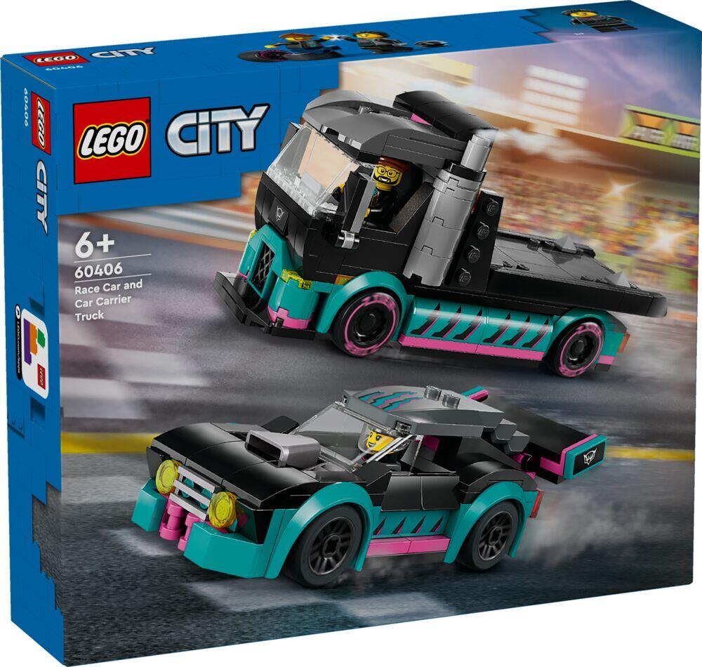 LEGO® City Racerbil og transporttrailer 60406 | Obs.no